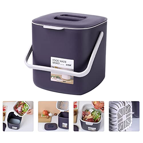 Yardwe Dual Trash Garbage Can Wet and Dry Waste Bin Kitchen Garbage Container with Lid and Handle Purple for Bathrooms Powder Rooms Kitchens Home Offices