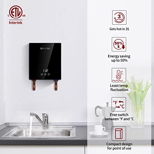 Electric Tankless Water Heater, SIVUATEK on Demand Water Heater Electric Smart Control Point of Use Water Heater Instant 6.5kW 240V for Faucets M1-65B