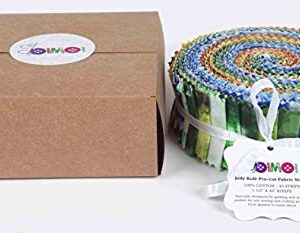 Soimoi 40Pcs Tie Dye Print Precut Fabrics Strips Roll Up 1.5x42inches Cotton Jelly Rolls for Quilting - Multicolor