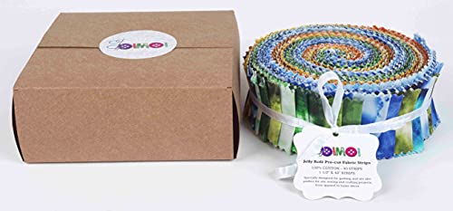 Soimoi 40Pcs Tie Dye Print Precut Fabrics Strips Roll Up 1.5x42inches Cotton Jelly Rolls for Quilting - Multicolor