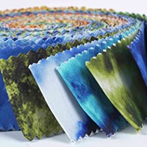 Soimoi 40Pcs Tie Dye Print Precut Fabrics Strips Roll Up 1.5x42inches Cotton Jelly Rolls for Quilting - Multicolor