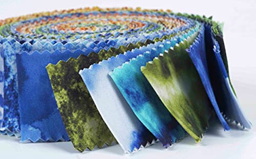 Soimoi 40Pcs Tie Dye Print Precut Fabrics Strips Roll Up 1.5x42inches Cotton Jelly Rolls for Quilting - Multicolor