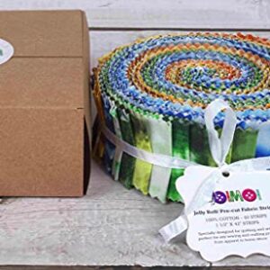 Soimoi 40Pcs Tie Dye Print Precut Fabrics Strips Roll Up 1.5x42inches Cotton Jelly Rolls for Quilting - Multicolor