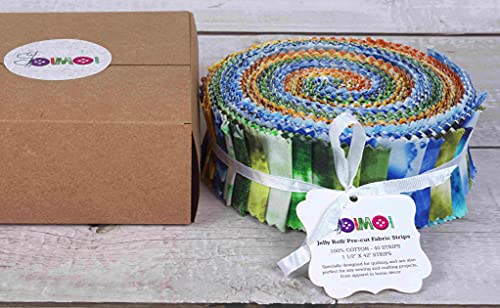 Soimoi 40Pcs Tie Dye Print Precut Fabrics Strips Roll Up 1.5x42inches Cotton Jelly Rolls for Quilting - Multicolor