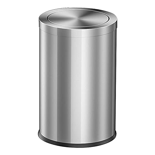 Huaqinglian Stainless Steel Gold Trash can with Flipping Lid 2.4gallon Fingerprint-Proof Garbage cans Wastebasket Bin for Kitchen bothroom Living Room (Silver)