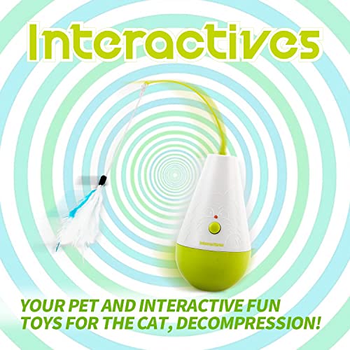 ALL FOR PAWS Cat Toys Interactive,Cat Feather Toys,Automatic Cat Toy,Cat Wand Toy,Culbuto Feather,Kitten Toys,Catnip Toys,Fun Stuff,Pet Toys