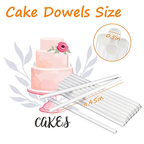 30 Pcs Cake Dowel Rods, 9.5 Inch Plastic Cake Support Rod White Cake Stand Sticks for Tiered Cake Construction and Stacking