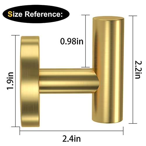 stusgo 4 Packs Matte Brass Finish Towel Hook for Wall Modern Gold Towel Hook Coat Hooks Robe Hooks SUS304 Stainless Steel Bathroom Towel Hooks