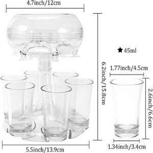 ALEVMOOM Shot Glass Dispenser and Holder,Adjustable Acrylic Shot Dispenser with 6 Drinking Glasses Made of Food Grade Plexiglass, for Beer Dispenser for Bar Parties Drinking Tools with brush