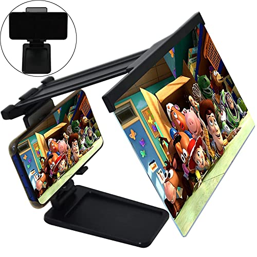 12" Phone Screen Magnifier with Mobile Phone Holder Stand,3D Foldable Adjustable Phone Magnifying Screen for All Cell Phones,Multifunctional Phone Screen Enlarger for Learning,Gaming,Watching Movie