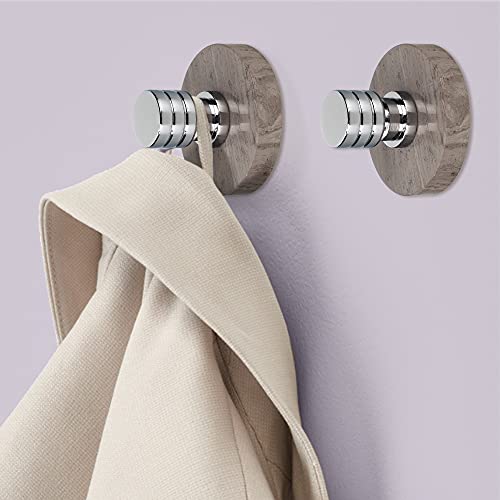 WORHE White Natural Marble Self Adhesive Hook, Pack of 2 Sticky Hooks for Bath Towel Robe Hook, Heavy Duty Door Wall Hook for Bathroom Kitchen(WJ015)