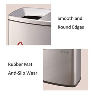 Outdoor Trash Can Garbage Can Double Barrel Waste Recycling Bins Stainless Steel Classification Outdoor Dustbins Large 2 In 1 Trash Can Community Park Roadside All-Weather Waste Recycle Bin Container