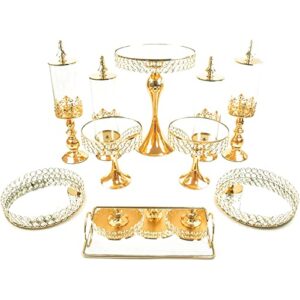 cake stands set, crystal cupcake stand cookie holder fruits dessert display plate, for baby shower wedding brithday party celebration home decoration (gold-10pcs)