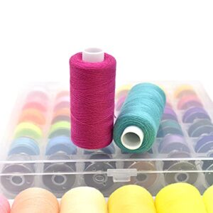 72Pcs Prewound Bobbins and Thread Spools, 36 Colors 400 Yards per Polyester Thread Spools, 36 Colors Prewound Bobbin for Hand & Machine Sewing, Emergency and Travel, DIY and Home