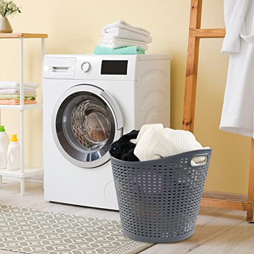 Yesdate 6 Packs Laundry Hamper Woven Basket with Handles, Storage Basket Bins for Toys, Blanket, Throws, Pillows and Towels, Grey