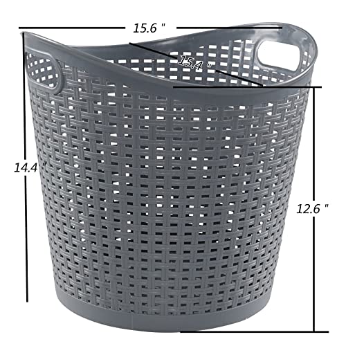 Yesdate 6 Packs Laundry Hamper Woven Basket with Handles, Storage Basket Bins for Toys, Blanket, Throws, Pillows and Towels, Grey