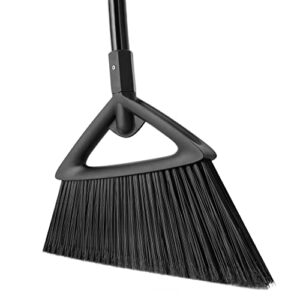 eyliden heavy duty broom, commercial angle broom with long handle, rough surface outdoor broom for garages courtyard sidewalks decks, perfect for indoor kitchen office lobby sweeping