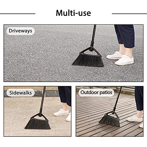 Eyliden Heavy Duty Broom, Commercial Angle Broom with Long Handle, Rough Surface Outdoor Broom for Garages Courtyard Sidewalks Decks, Perfect for Indoor Kitchen Office Lobby Sweeping