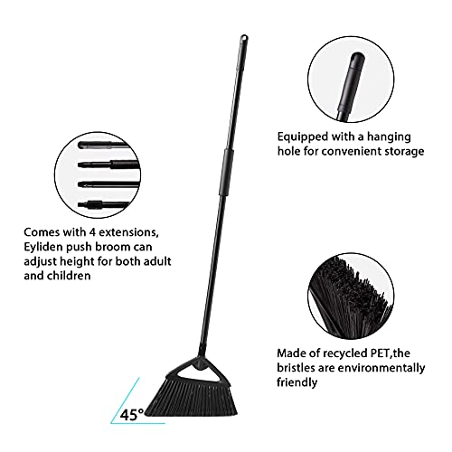 Eyliden Heavy Duty Broom, Commercial Angle Broom with Long Handle, Rough Surface Outdoor Broom for Garages Courtyard Sidewalks Decks, Perfect for Indoor Kitchen Office Lobby Sweeping