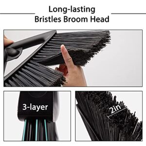 Eyliden Heavy Duty Broom, Commercial Angle Broom with Long Handle, Rough Surface Outdoor Broom for Garages Courtyard Sidewalks Decks, Perfect for Indoor Kitchen Office Lobby Sweeping