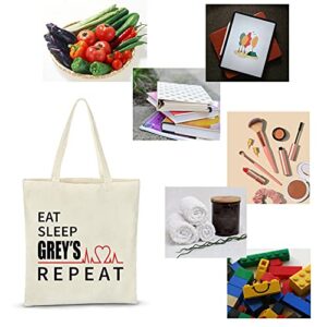 ZJXHPO Grey's Fans Gift Eat Sleep Grey's Repeat Makeup Bag TV Show Canvas Tote Bag Gift Doctor Tote Bag(Grey's Canvas Bag)