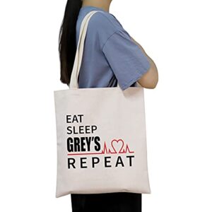 ZJXHPO Grey's Fans Gift Eat Sleep Grey's Repeat Makeup Bag TV Show Canvas Tote Bag Gift Doctor Tote Bag(Grey's Canvas Bag)