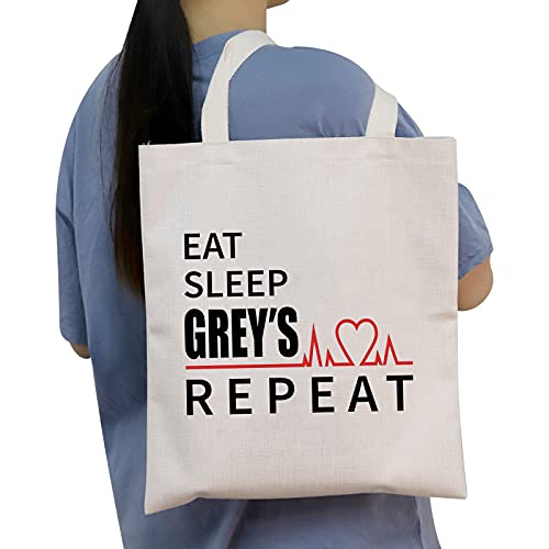 ZJXHPO Grey's Fans Gift Eat Sleep Grey's Repeat Makeup Bag TV Show Canvas Tote Bag Gift Doctor Tote Bag(Grey's Canvas Bag)