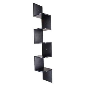 trlec gt4-ly wooden corner 5-layer wall shelf zigzag wooden shelf wooden mounting frame household furniture, suitable for kitchen, living room, bedroom black