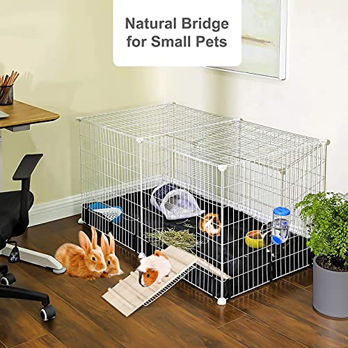 YUEPET Small Animal Wooden Cage Bridge Guinea Pig Habitat Ramp Over Nature Climbing Ladder Toy for Rabbit Hamster Bunny Ferret Squirrel Hedgehog Chinchilla Rat Gerbils Mouse