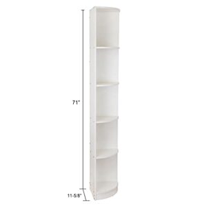 ICE ARMOR 5 Tier Corner Bookcase Wooden Display Bookshelf Storage Rack Multipurpose Shelving Unit for Living Room Home Office in White Wood