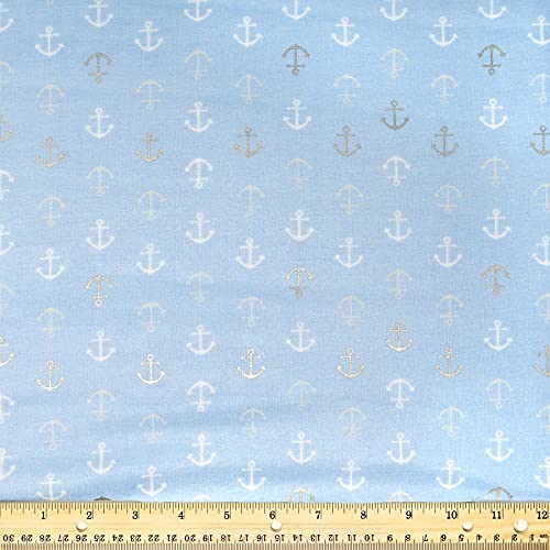 Stitch & Sparkle RTC Fabrics Bamboo Rayon & Cotton 44" Wide Blue Anchor Print Sewing & Crafting Fabric by The Yard (B04B0215)