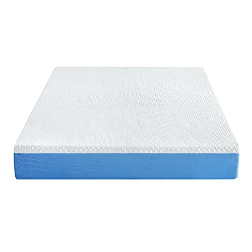 PrimaSleep 10 Inch Gel Infused Superior high-Density Memory Foam Mattress, CertiPUR-US® Certified, Blue, Cal King