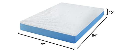 PrimaSleep 10 Inch Gel Infused Superior high-Density Memory Foam Mattress, CertiPUR-US® Certified, Blue, Cal King