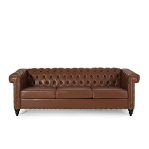 christopher knight home parkhurst sofas, cognac + dark brown