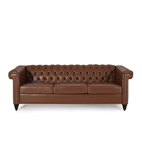 Christopher Knight Home Parkhurst Sofas, Cognac + Dark Brown