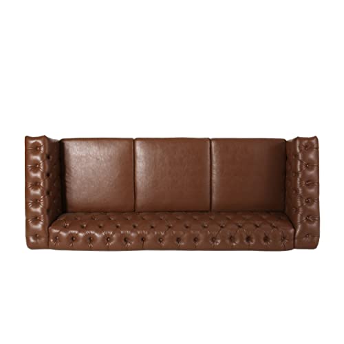 Christopher Knight Home Parkhurst Sofas, Cognac + Dark Brown