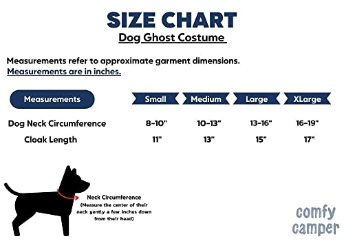 ComfyCamper Dog Ghost Costume for Small Medium and Large Dogs Puppies and Cats, Medium, White