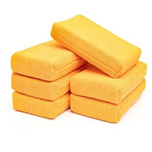 The Rag Company - The Pearl Microfiber Detailing Applicator Sponges (6-Pack) Versatile Detailing Tool, Excellent for Applying Wax, Sealants, Coatings and Other Automotive Products, 3in x 5in, Orange