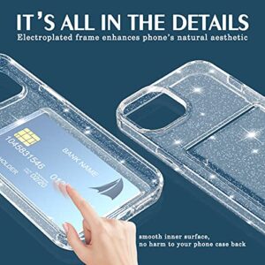 Petocase for iPhone 13 Pro Max Wallet Case,Card Holder Slot Ultra Bling Slim Thin Clear Flexible TPU Gel Rubber Soft Skin Silicone Protective Phone Case for Apple iPhone 13 Pro Max Glitter Clear