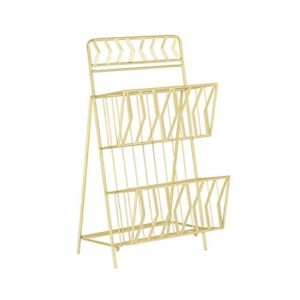 lili_shop magazine newspaper baskets magazine rack newspaper magazine storage rack golden iron magazine rack simple floor children bookshelf picture book storage rack (color : gold, size : 784234cm)