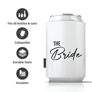 Pretty Robes Bride and Groom Can Coolers Couples Collapsible Bottle and Can Sleeves Insulator Couples Can Cooler Set for Wedding, Engagement, Anniversary, Bridal Showers