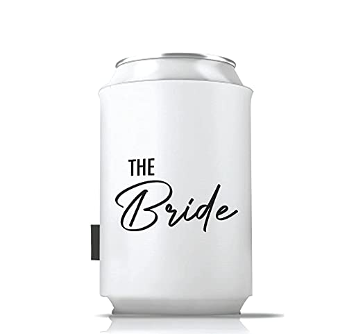 Pretty Robes Bride and Groom Can Coolers Couples Collapsible Bottle and Can Sleeves Insulator Couples Can Cooler Set for Wedding, Engagement, Anniversary, Bridal Showers