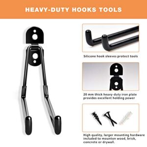 Heevir Garage Hooks Heavy Duty - 11 Inch Large Wall Mount Storage Hanger, 4 Pack Long Hook Garage Organizer for Hanging Tool, Chairs, Hoses, Ladder, Bulk Items, Ropes, etc.