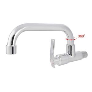 Kitchen Faucet, G1/2inch Wall Mounted Kitchen Sink Faucet Single Cold Water Brass Body and Stainless Steel Tube Tap Sink Water Faucet (LQ-3093 20cm)