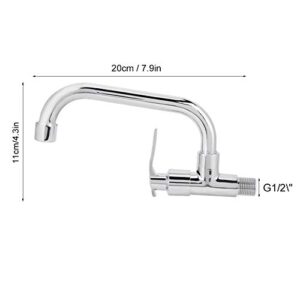 Kitchen Faucet, G1/2inch Wall Mounted Kitchen Sink Faucet Single Cold Water Brass Body and Stainless Steel Tube Tap Sink Water Faucet (LQ-3093 20cm)