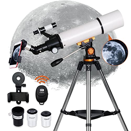 LUXUN Telescope for Adults Kids, 80mm Aperture 500mm Refracting Telescope for Astronomical Beginners - Travel Portable Telescope with Phone Adapter Wireless Remote Carry Bag