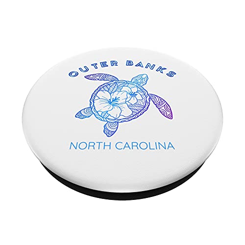 Floral Beach Sea Turtle Art North Carolina OBX Outer Banks PopSockets Swappable PopGrip