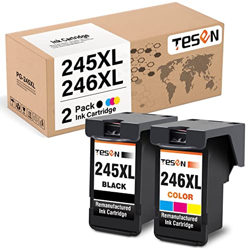 TESEN PG245XL CL246XL Remanufactured Ink Cartridge Replacement for Canon PG-245 XL CL-246 XL Use with Canon PIXMA MX492 MX490 MG2420 MG2520 IP2820 TS202 TS3120 Printer (2 Pack, 1Black+1Color, Combo)