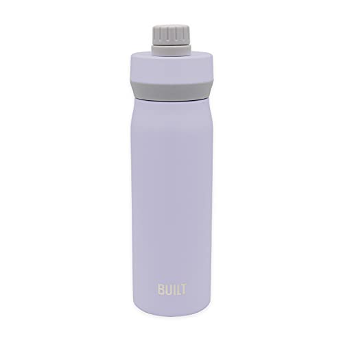 BUILT Cascade Double Wall Vacuum Insulated Stainless Steel Wide Mouth Water Bottle with Comfort Grip and Chug Lid and Carry Handle, 20 ounces