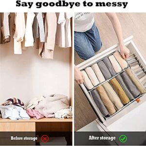 Rayeeley 2Pcs Wardrobe Clothes Compartment Organizer, Foldable Closet Drawer Organizers Jeans Drawer Dividers Organizers Clothes Mesh Separation Box for Thin Jeans Legging T-Shirt Kids Clothes(White)